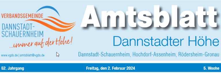 Aktuelles Amtsblatt + Archiv | VG Dannstadt-Schauernheim